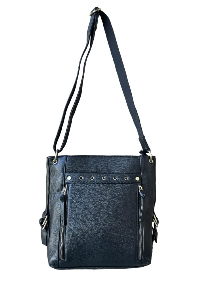 CCWBAGS Genuine Leather Satchel/Cross Body Concealed Carry Purse, Black