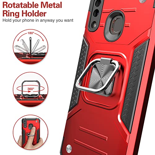 IDYStar Galaxy A20 Case with Screen Protector, Galaxy A30 Case, Shockproof Drop Test Cover with Car Mount Kickstand Lightweight Protective Cover for Samsung Galaxy A20/A30, Red