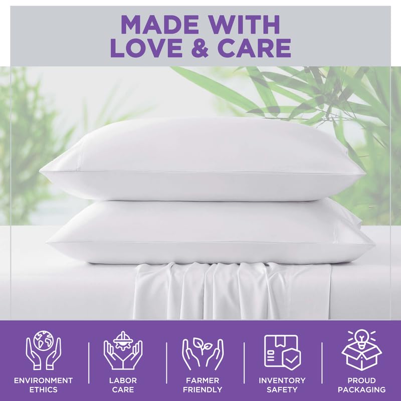 CharlottelyHues 100% Egyptian Cotton Queen Size Sheet Set - 1000 Thread Count 4 Piece Bed Sheets Long Staple Cotton Sheets, Sateen Weave, luxury Hotel Sheets, Fits Upto 18" Deep Pocket - Bright White