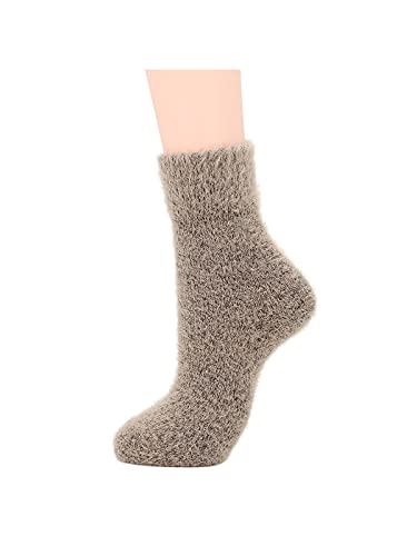 Century Star Womens Athletic Socks Knit Pattern Sports Socks Winter Wool Socks Crew Cut Cashmere Socks Warm Soft Socks 4 Pairs White Solid Color One Size