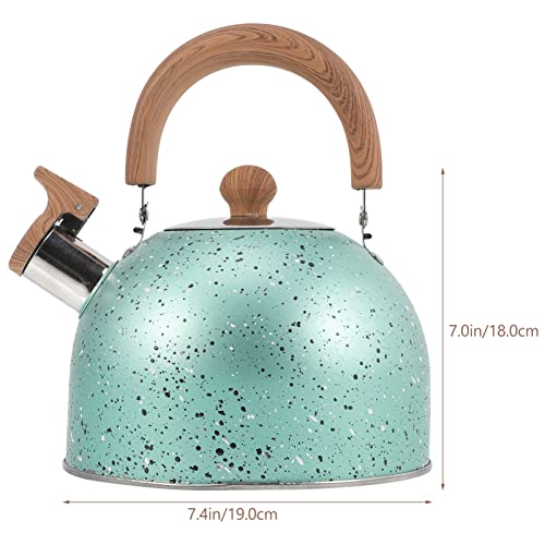 Hemoton Stovetop Tea Kettle Stainless Steel Whistling Teapot Water Kettle Stove Coffee Kettle with Cool Grip Ergonomic Handle for Boiling Water 2L Green