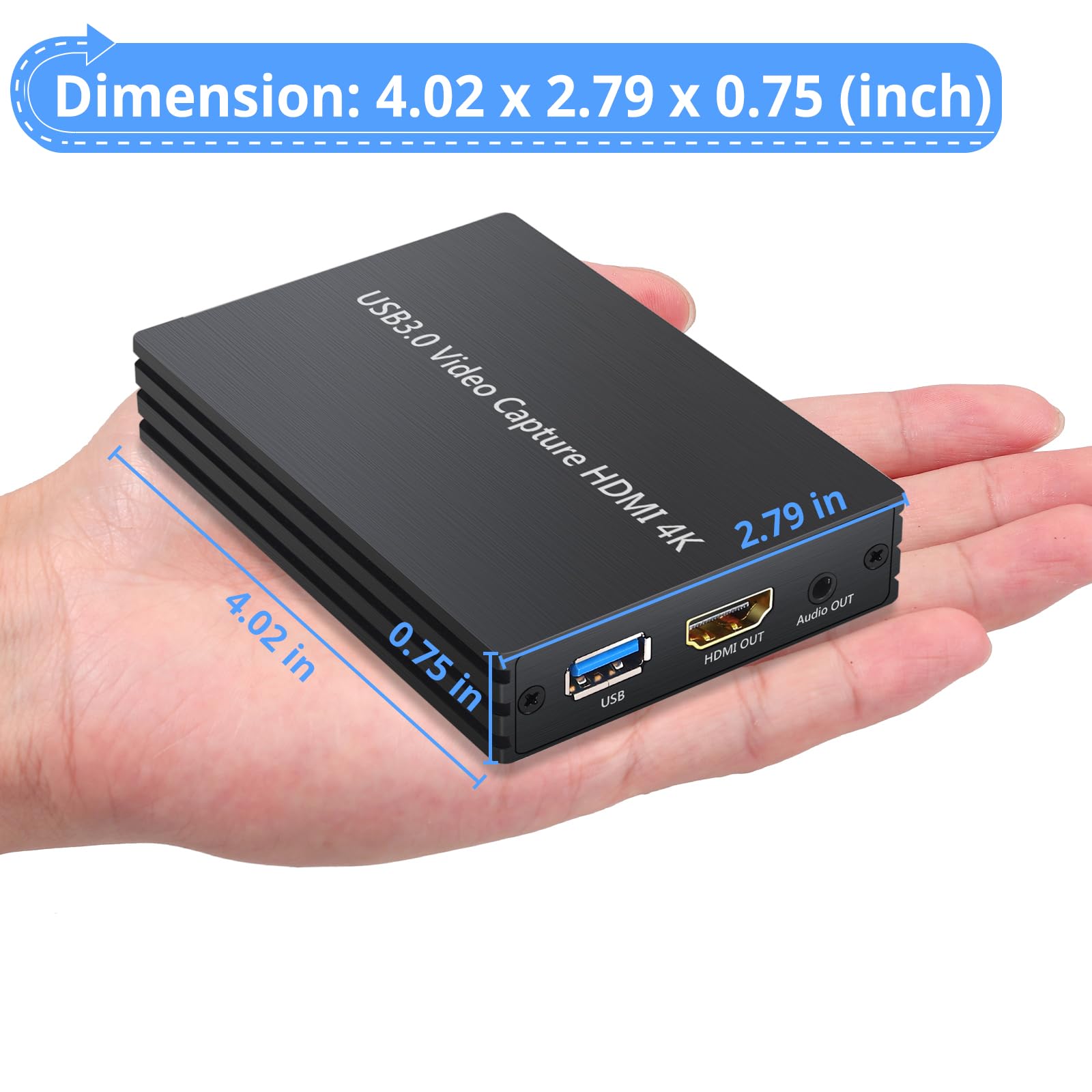 CAMWAY Video Capture Card, 4k HDMI Game Capture 1080P HDMI to USB 3.0 Live Video, HDMI Loop-Out Microphone Input Audio Output Support Windows Linux Mac OS YouTube OBS Twitch for PS3 PS4 Xbox Wii U