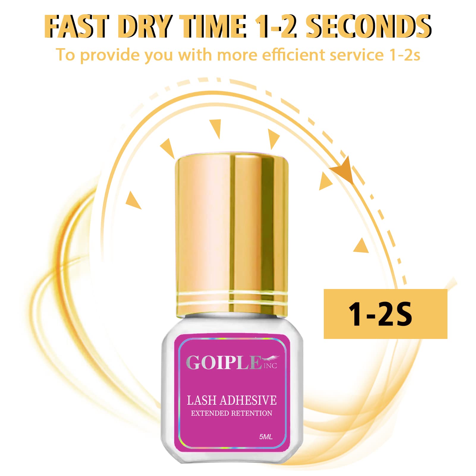 Eyelash Extension Glue - 1-2 Sec Drying/ 5ml/ 0.17 fl. oz/Retention - 6-8 Weeks/Lowest Fumes/Extra Strong/Black Adhesive Professional Use Only- Ultra Flexibility Lash Glue for Eyelash Extensions