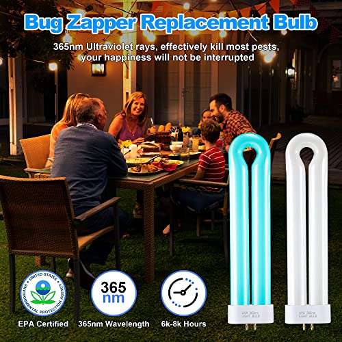 Kittmip BF35 Bug Zapper Replacement Bulbs FUL 15W-BL with Square 4-Pin Base, Compatible for Flowtron BK-15D, Stinger FP15, TZ15, BB-15WHT, 15W U Shape Insect Attracting Lamp for T6 T8 T9(1)