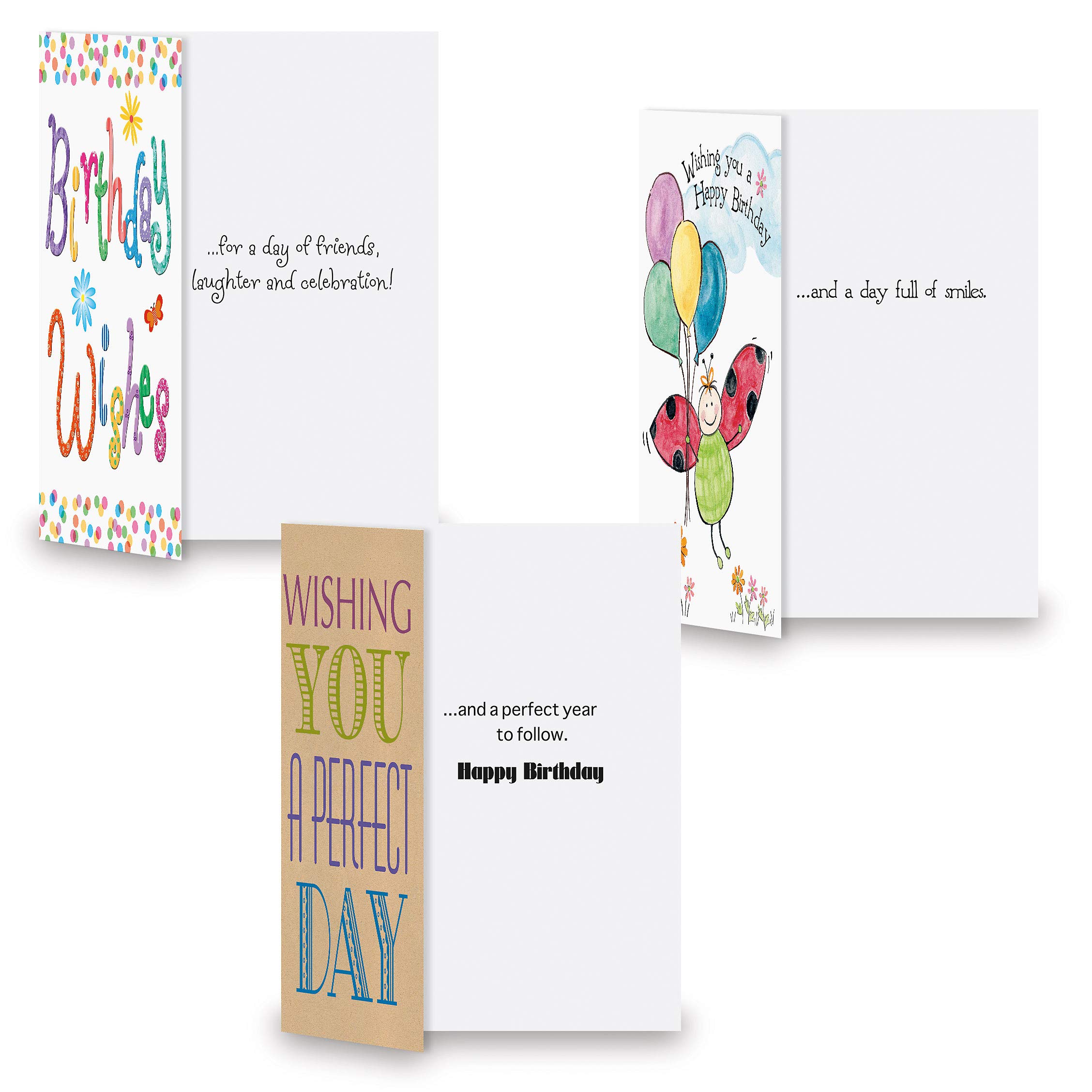 Mega Birthday Greeting Cards Value Pack - Set of 40 (20 designs), Large 5" x 7", Birthday Cards with Sentiments Inside, White Envelopes