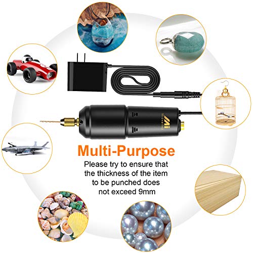 Electric Resin Drill Set, Midvalley Pin Vise Electrical Mini Hand Drill Kit with 10Pcs Twist Drill Bits (0.8-1.2 mm) Tool, for Resin Craft, DIY Jewelry Making Keychains, Pendant, Plastic Wood.