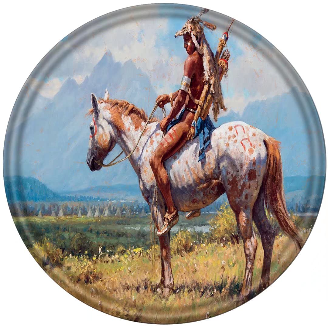 WZVZGZ 12x12inch,Round Metal Tin Sign Rustic Wall Decor,American Indian,Native American,Suitable for Home Garden Kitchen Bar Cafe Restaurant Garage Wall Decor Retro Vintage