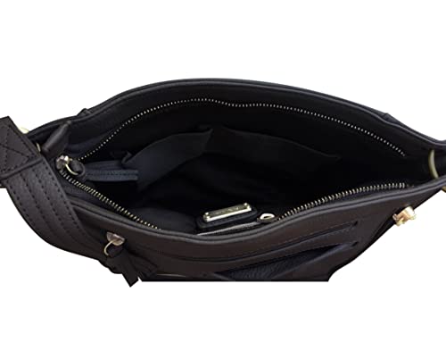 CCWBAGS Genuine Leather Satchel/Cross Body Concealed Carry Purse, Black