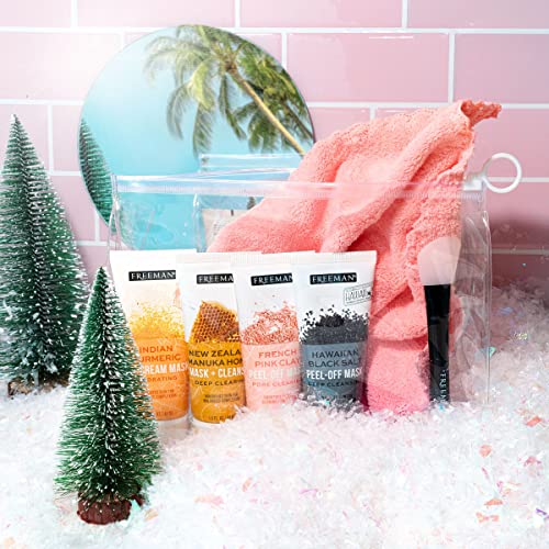 Freeman Limited Edition Destination Hydration Kit, Mini Travel Sized Face Masks, Moisturizing Masking Set, Skincare Variety Pack, Pore Clearing & Cleansing, Cruelty-Free, 7 Piece Gift Set