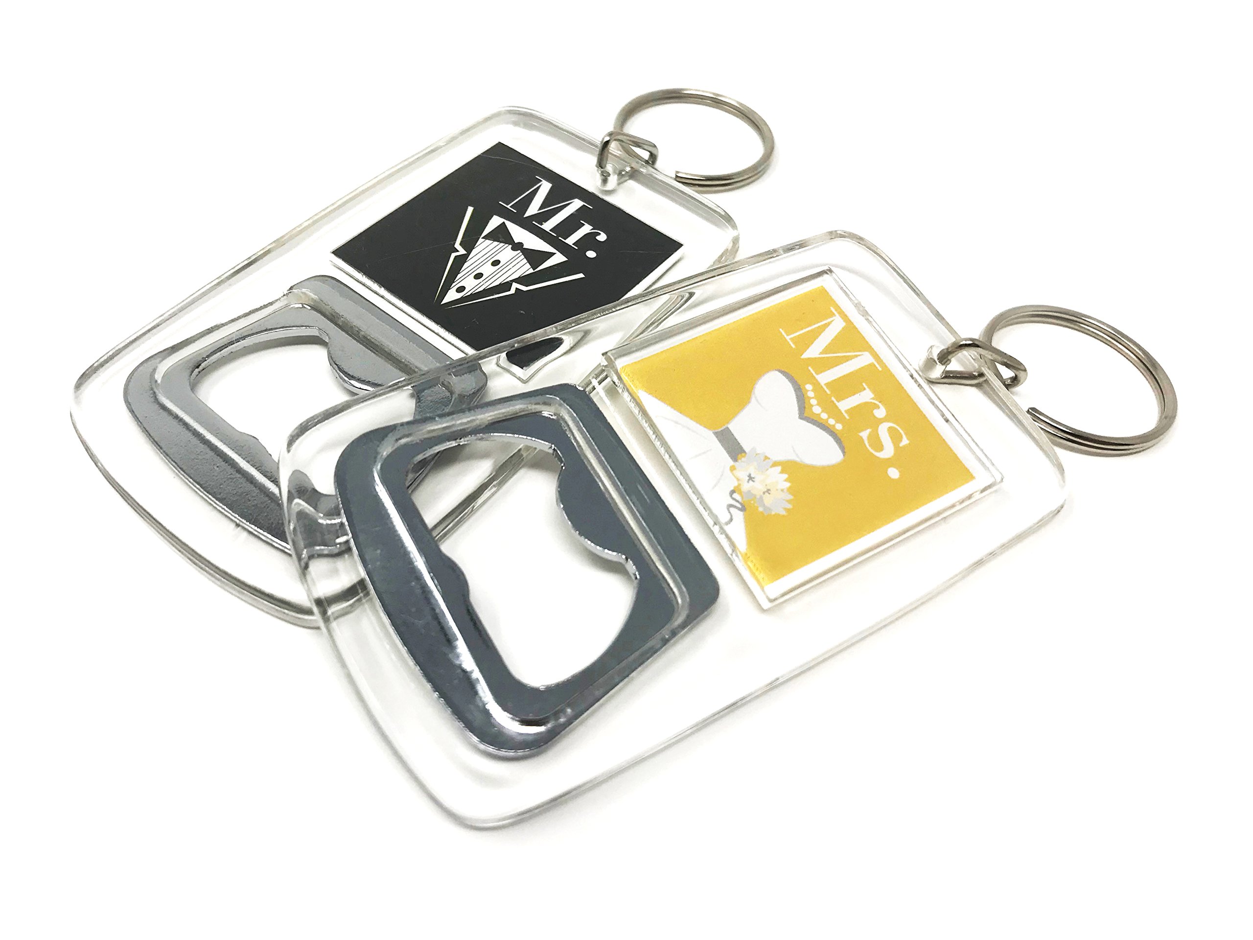 Forum Novelties Mrs Wedding Bottle Opener Key Rings-Bride and Groom Engagement Gift for Couples-2 Pieces, Standard