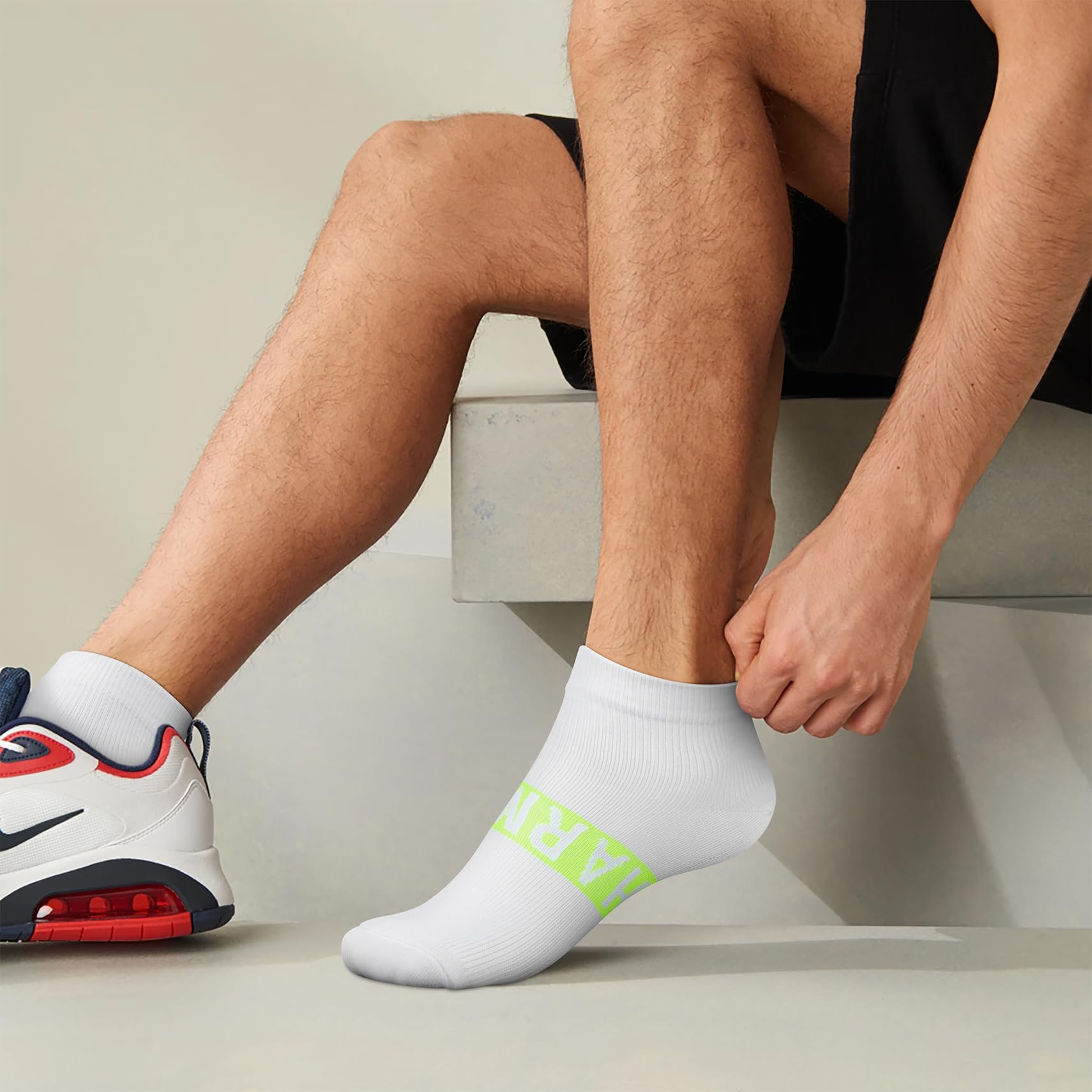 CHARMKING Compression Socks for Women & Men Circulation 6 Pairs 15-20 mmHg Ankle Socks is Best for Athletic(S/M,White/Green)