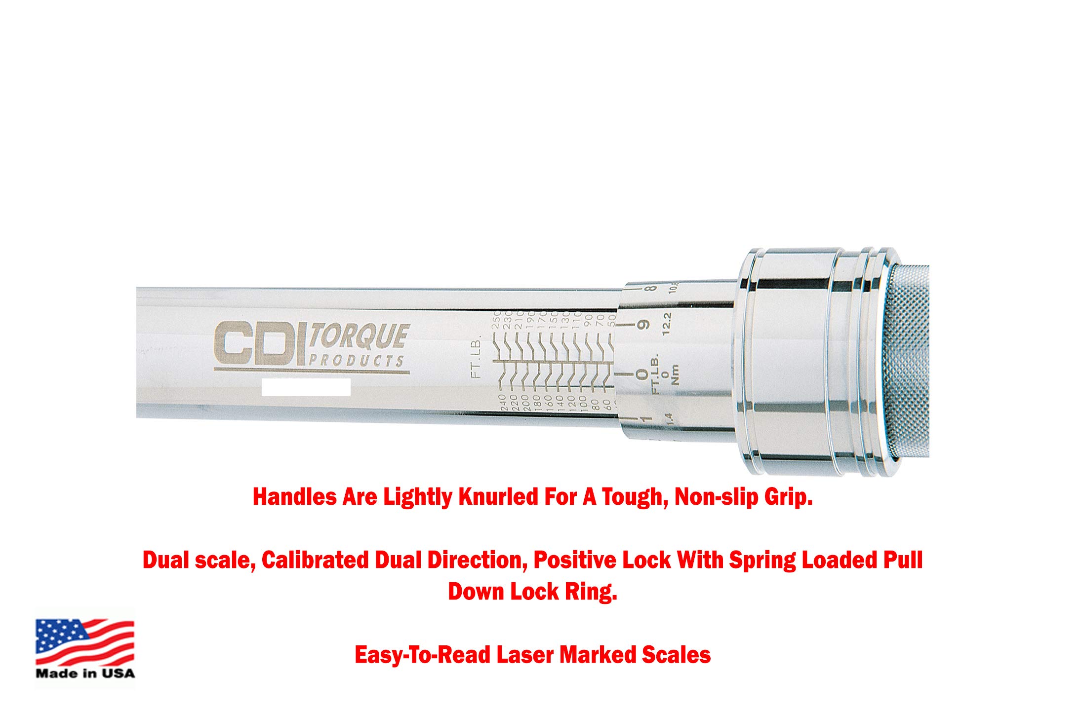 CDI Torque Products A Snap-On Company 3/8" Drive 10-100 Ft Lbs/16.9-132.2NM Dual Scale Micrometer Adjustable Metal Handle Torque Wrench Individually Serialized with Matching Certificate of Calibration