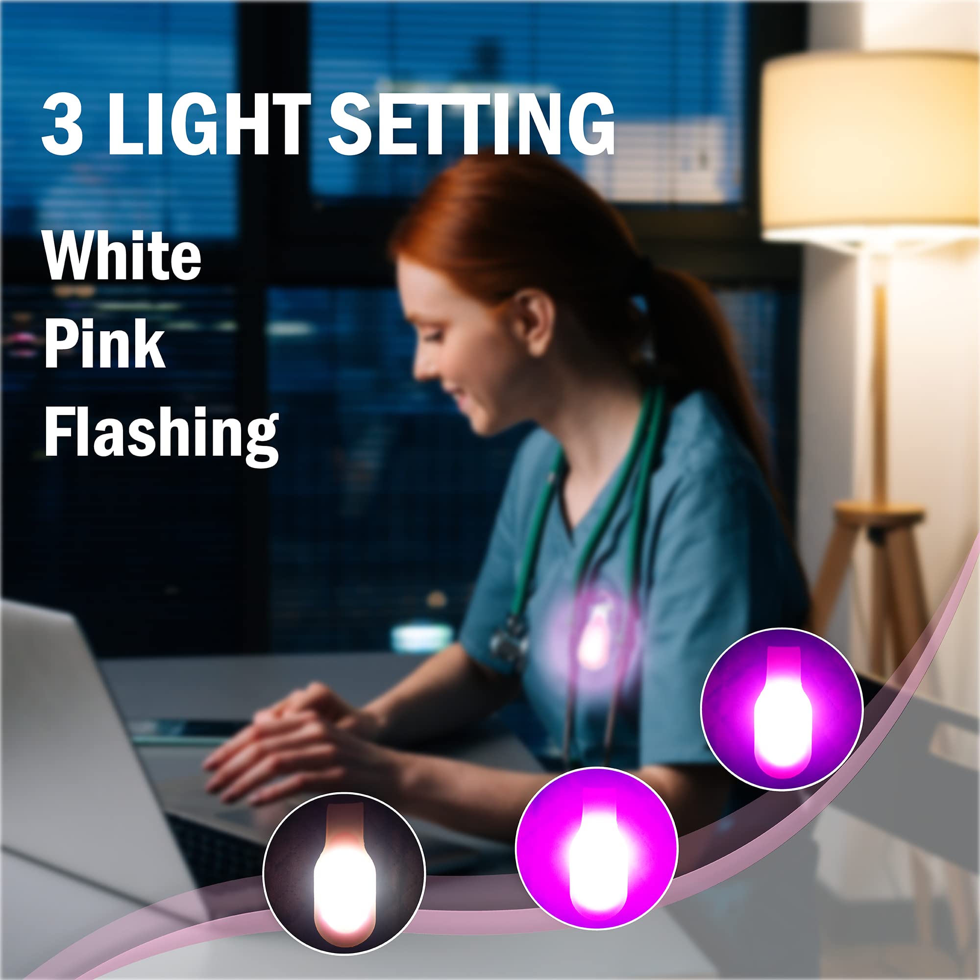 First Lifesaver LED Flashlight Clip On Nursing Night Light Hands Free Strong Magnetic Grip for Night Shift (Pink RC)