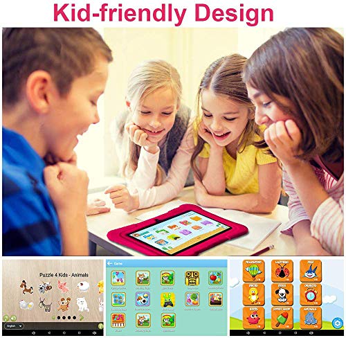 PRITOM 7 inch Kids Tablet | Quad Core Android 10.0, 32 GB ROM | WiFi,Bluetooth,Dual Camera | Educational,Games,Parental Control,Kids Software Pre-Installed with Kids-Tablet Case (Pink)