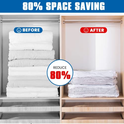 Vacuum Storage Bags 4 Pack (XXL), 40"x51" Compression Storage Bags with Double-Zip Seal and Triple Seal Valve, 80% More Space Saver Bags for Clothes, Blankets, Pillows-Warranty 2 Years