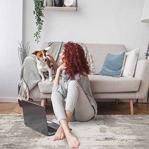 OIGAE Machine Washable Rug 9'x12', Ultra-Thin Foldable Abstract Modern Area Rug, Stain Resistant Anti Slip Backing Rugs for Living Room&Bedroom&Dining Room, Brown