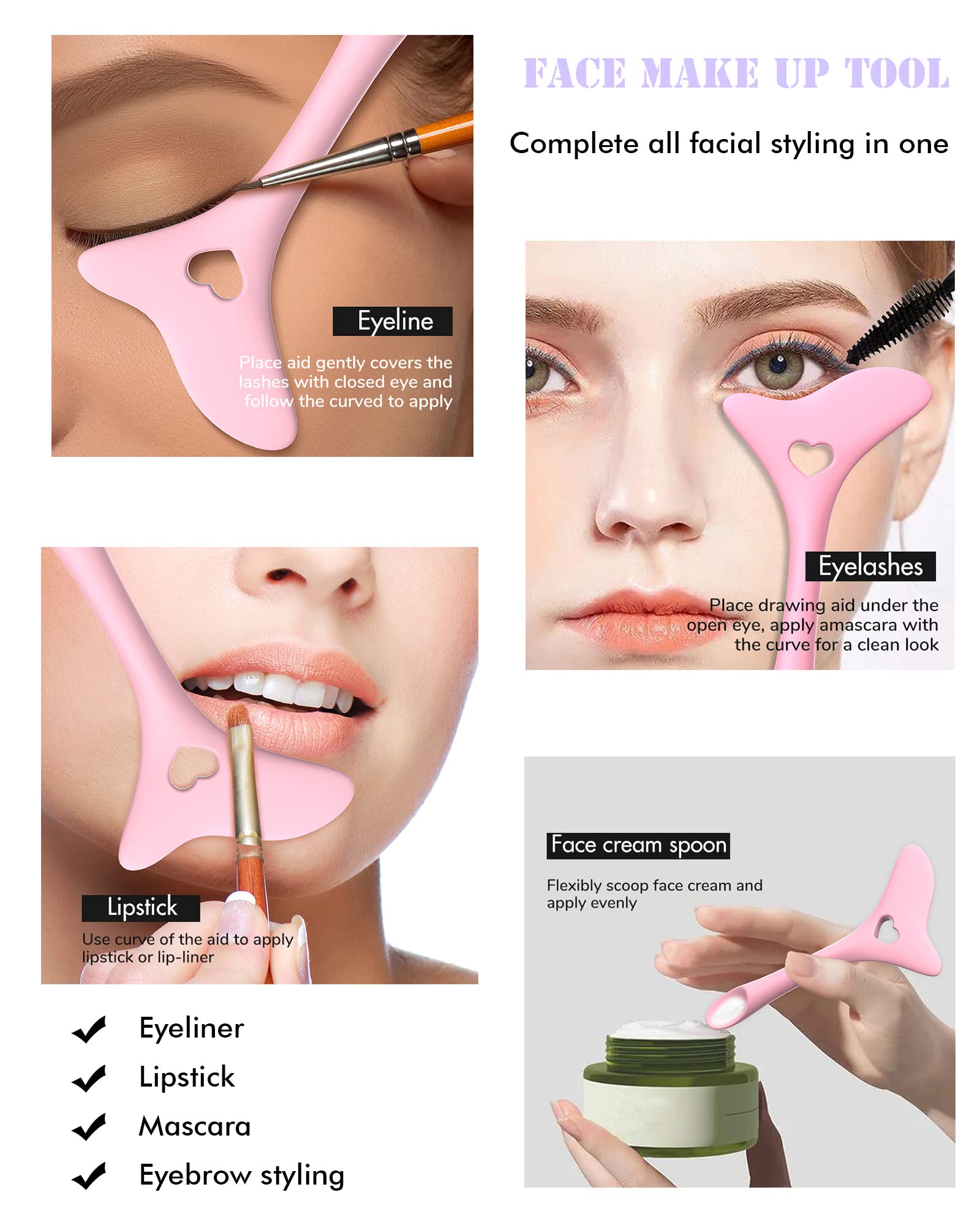 DogieLyn 2pcs Eyeliner Stencils Wing Tips Reusable Eyebrow Eyeshadow Applicators Eye Makeup Tool Kit Quick Makeup Lipstick Wearing Aid Eyeliner Molds Stencil Pads