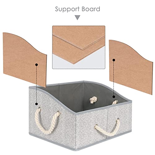 Kntiwiwo Closet Storage Bins Trapezoid Storage Baskets,Fabric Foldable Storage Bins for Shelves, Closet Bin Organizer and Storage Bins with Handles for Living Room Bedroom Office, Gray, 4-Pack
