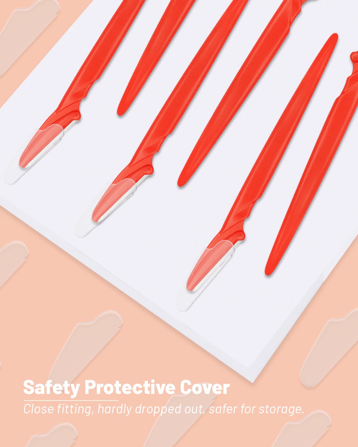 Eyebrow Razor for Women, 24 Pcs Dermaplaning Tool for Face Professional, Face Razor for Women Facial Hair Remover (Neon Orange)