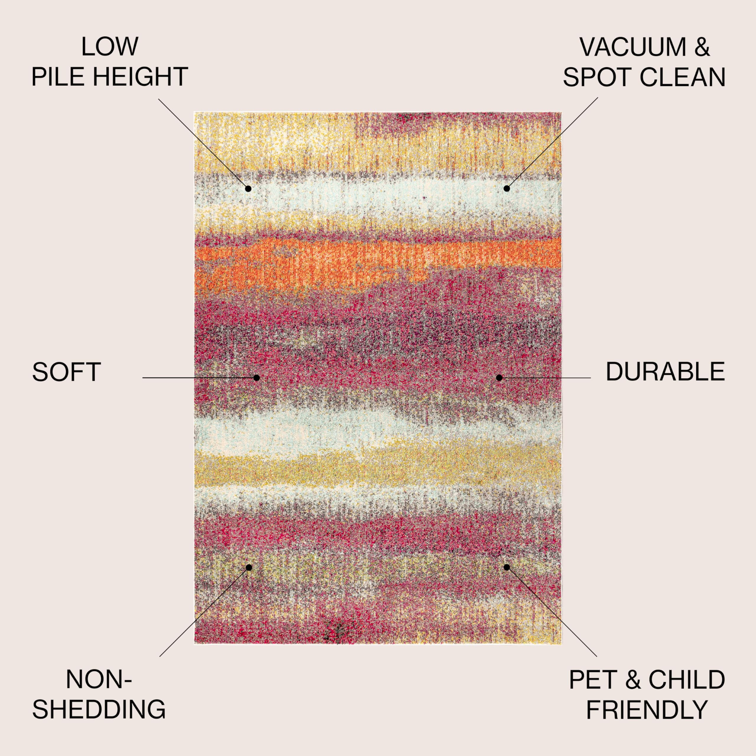 JONATHAN Y CTP105B-3 Contemporary POP Modern Abstract Vintage Indoor Area-Rug Bohemian Easy-Cleaning High Traffic Bedroom Kitchen Living Room Non Shedding, 3 X 5, Cream/Pink