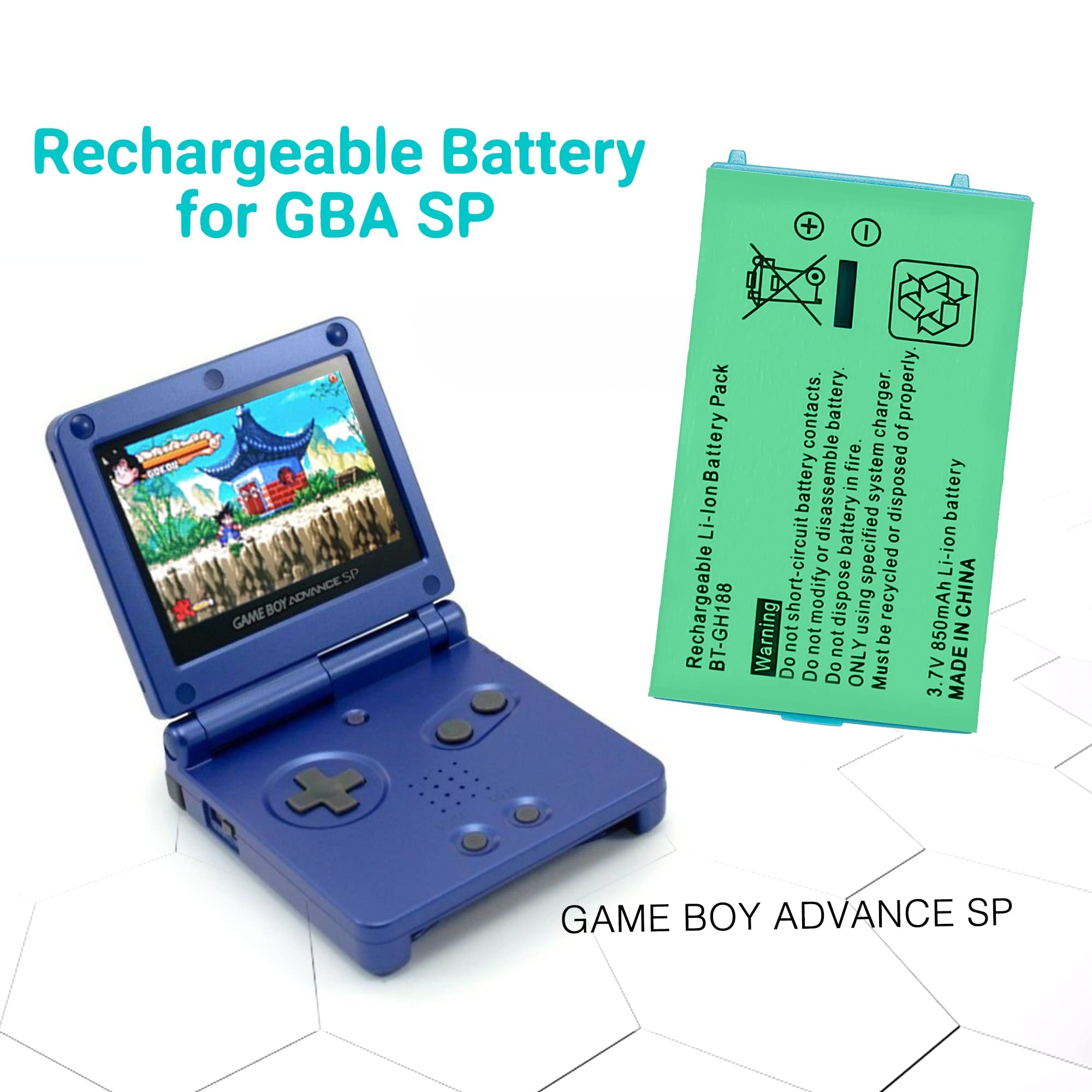Xahpower Gameboy Advance SP Games Accessories Kit, 1 Pack Charger and 1 Pack Charge Cable and 1 Pack Battery Pack for Game Boy Advance SP Systems(GBA SP)