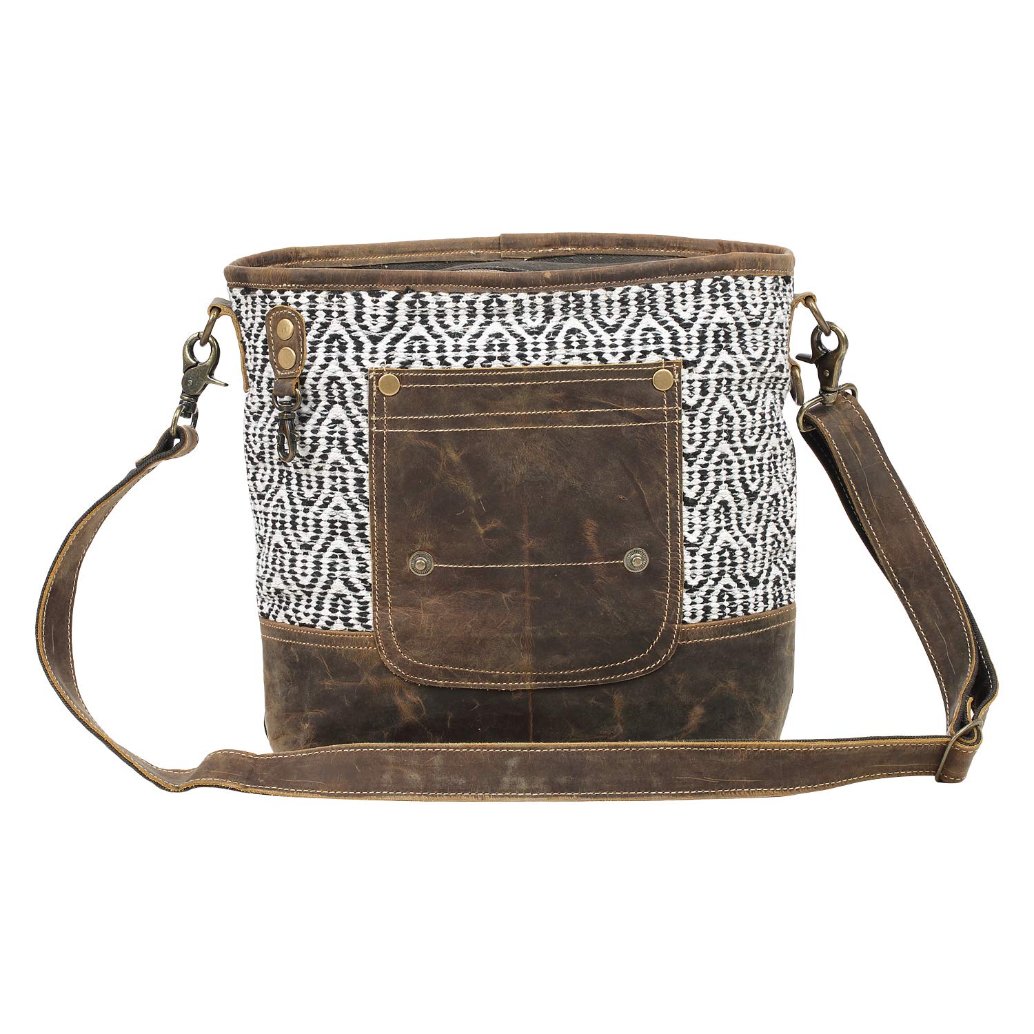 Myra Bag Burnt Sienna Upcycled Canvas Cotton & Leather Shoulder Bag S-1543