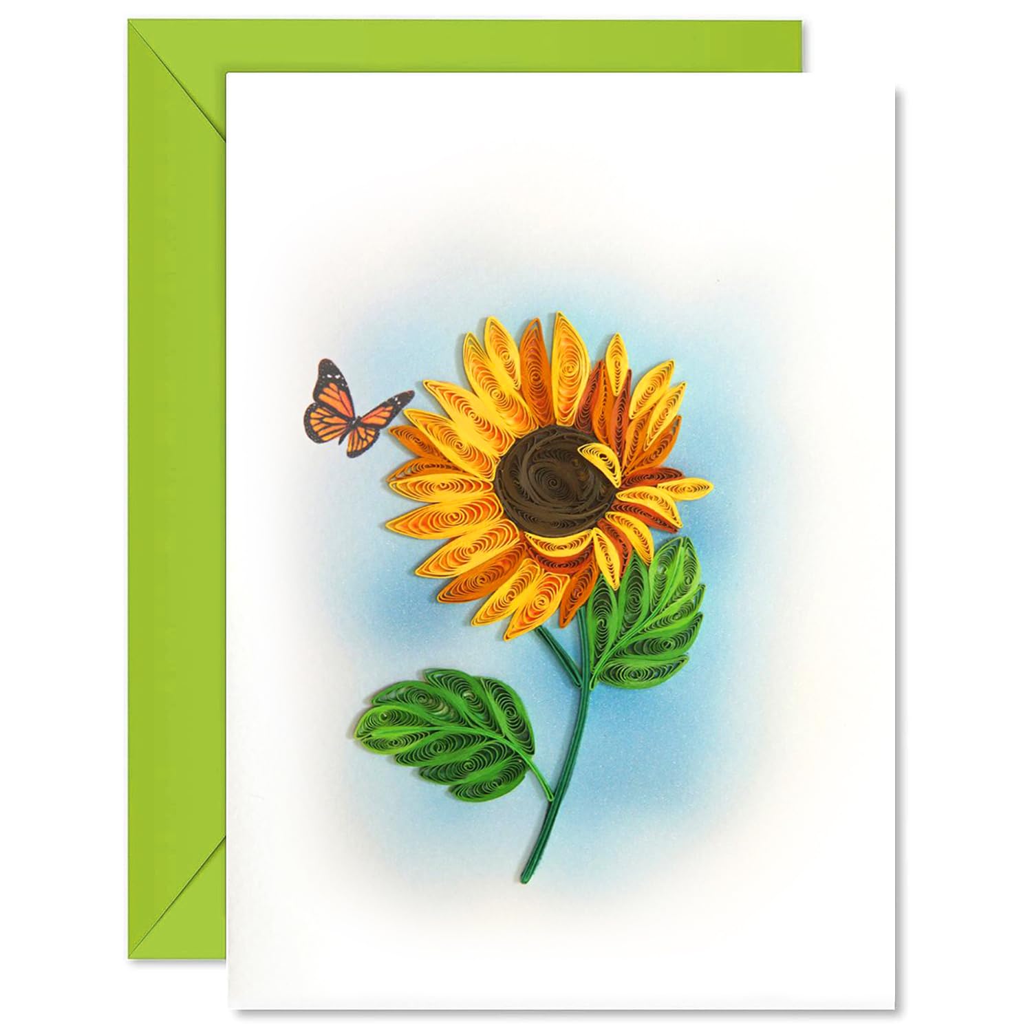 KingKraft Sunflower Quilling Card, Birthday Card for Women, Anniversary Card for Wife, Happy Birthday Card for Mom, Sister, Daughter, Friend, Handmade Teacher Thank You Card with Envelop