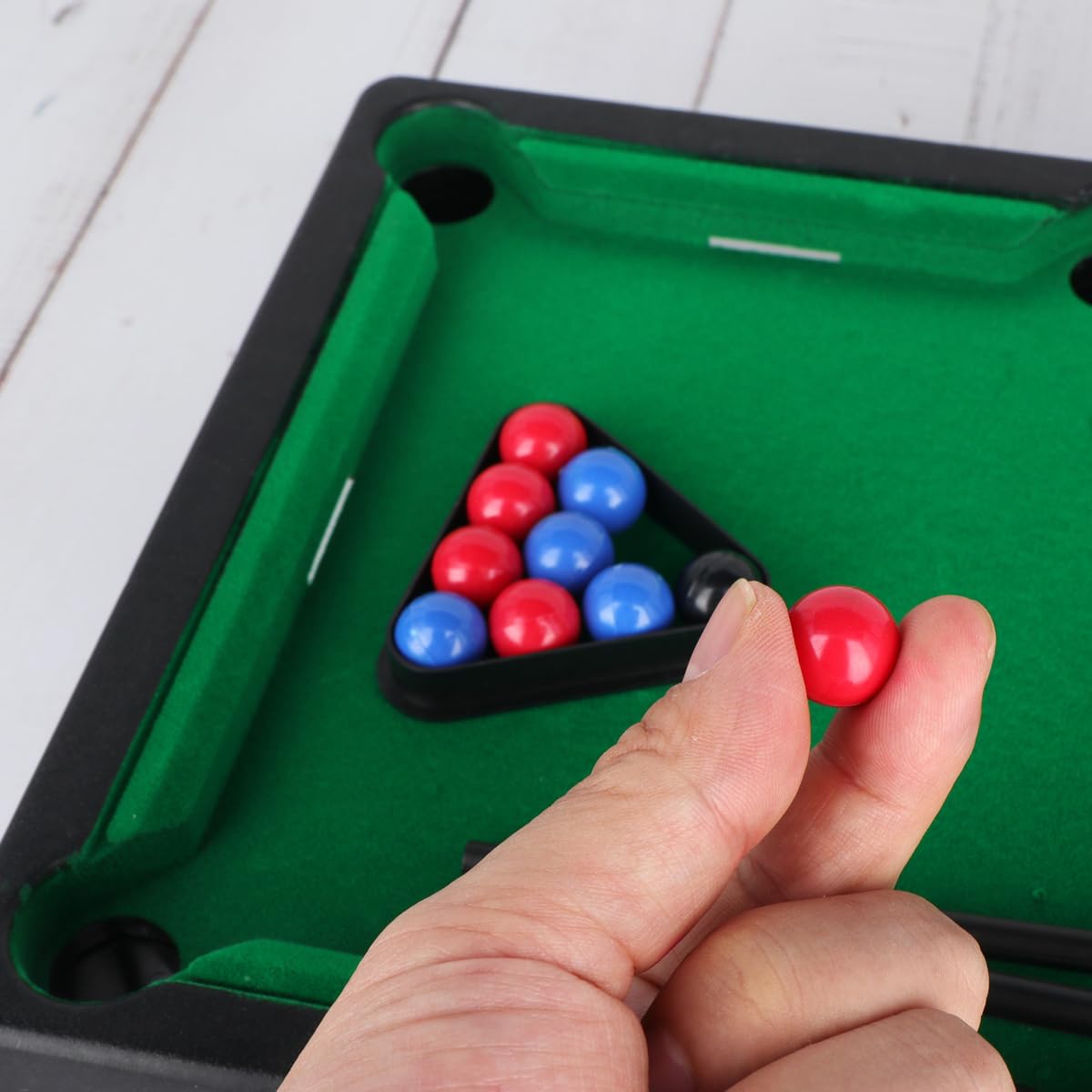 Mini Pool Table Tabletop Desktop Billiards Snooker Game with 2 Sticks, 11 Balls Home Office Desk Stress Relief Games