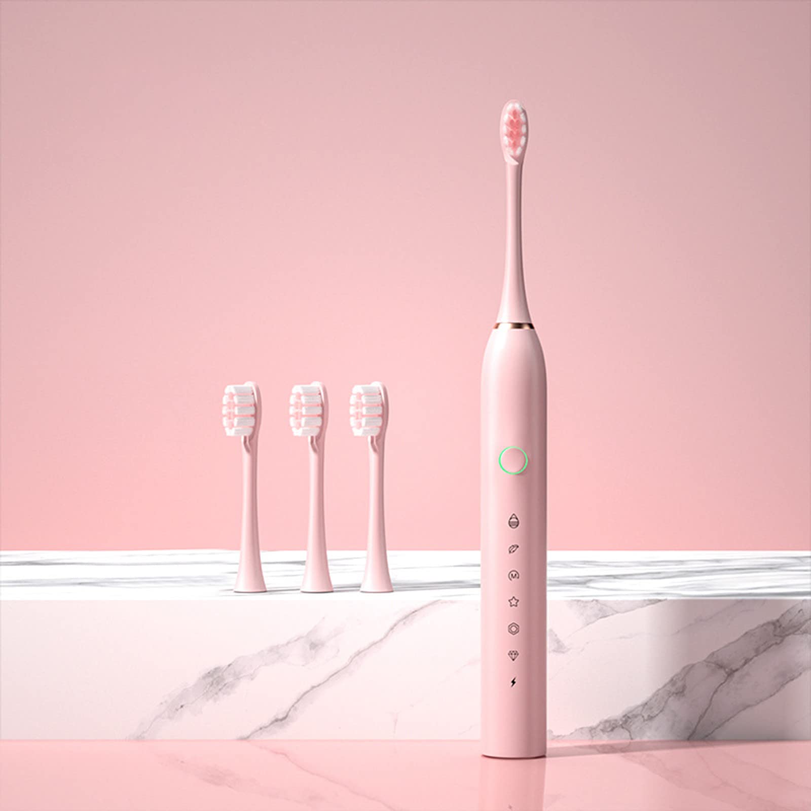 Electric Toothbrush with 4 Brush Heads, 6 Cleaning Modes, Smart Timer, IPX7 Waterproof Gentle and Effective Clean Teeth, Rechargeable Sonic Toothbrush for Adults