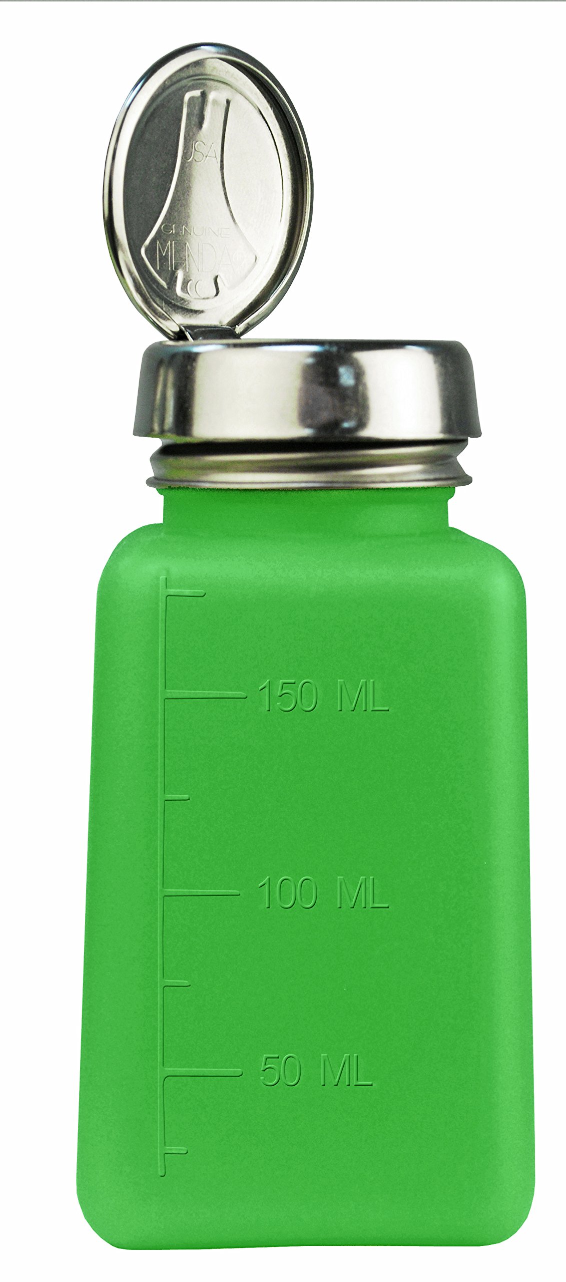 Menda - MDA-5288 35273 One Touch Liquid Dispenser Pump Bottle, ESD Safe, 6 oz. Dissipative, HDPE/Stainless Steel, Green