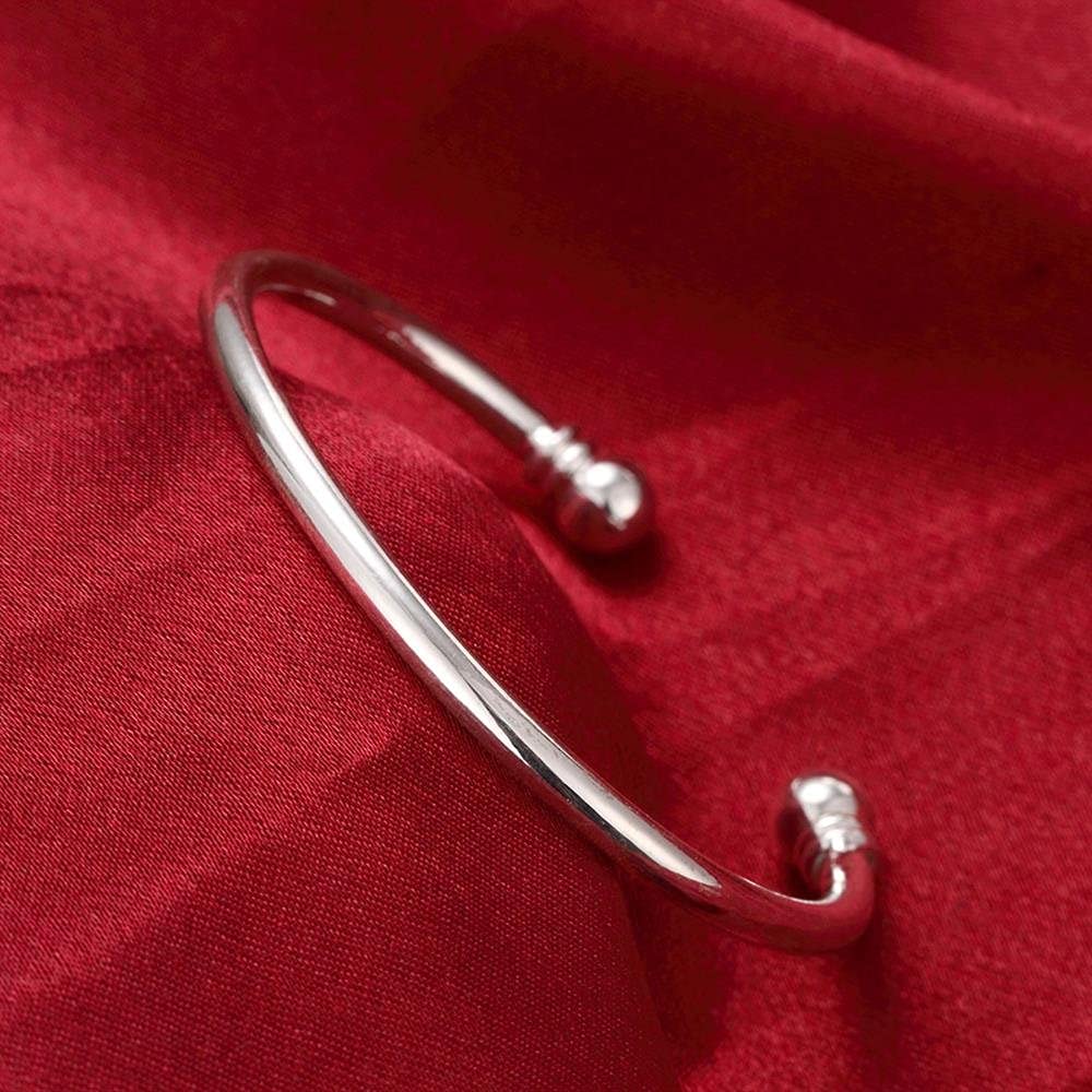 Denchy 925 Silver Bangle Bracelet, Fashion Jewelry Simple Cuff Bangles for Women Mom Wife Valentine Mothers day Gift (1pcs)