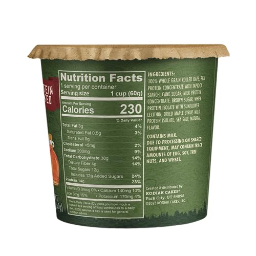 Kodiak Cakes Instant Protein Maple & Brown Sugar Oatmeal in a Cup, 2.12oz (Pack of 12)