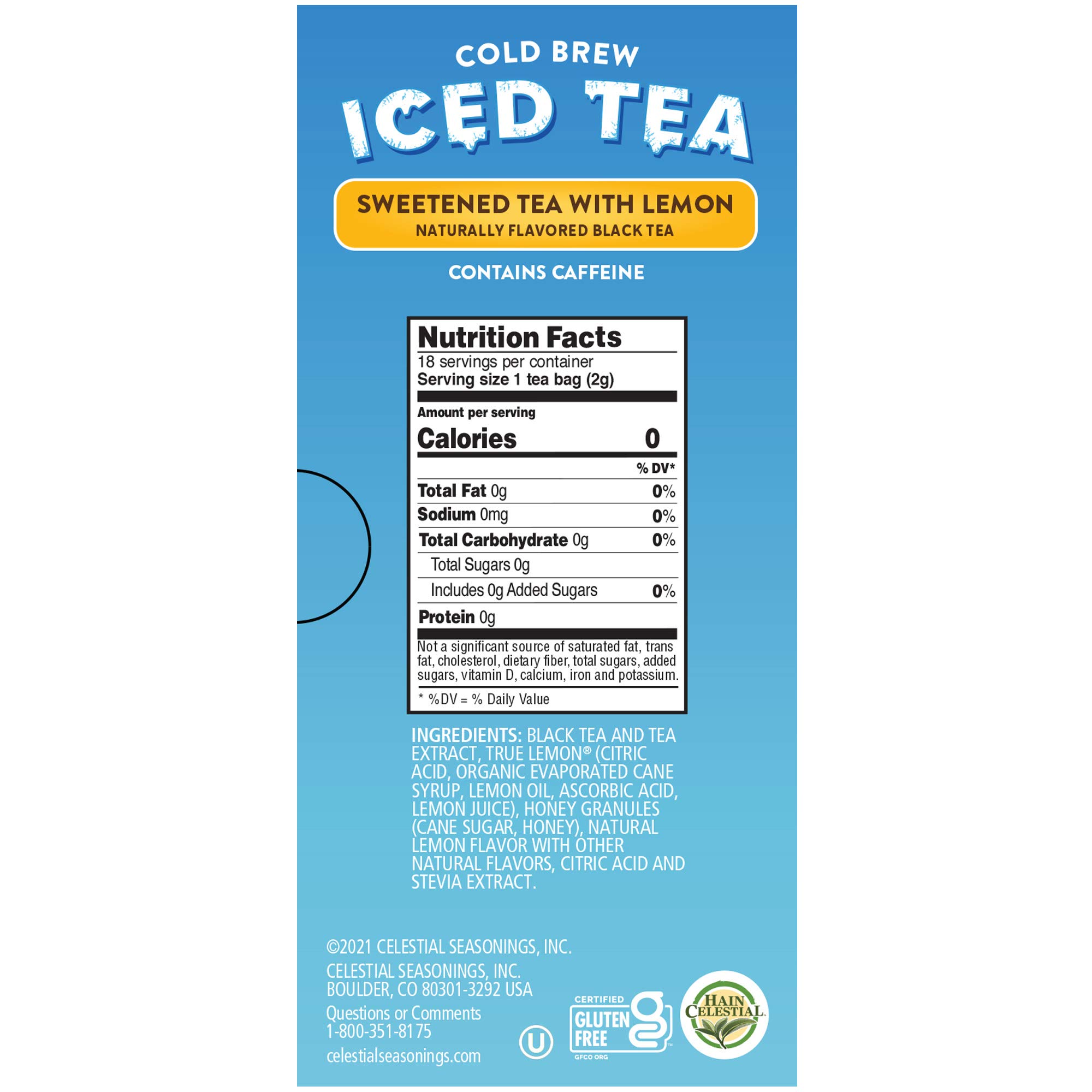 Celestial Seasonings Cold Brew Sweetened With Lemon, 18 Count