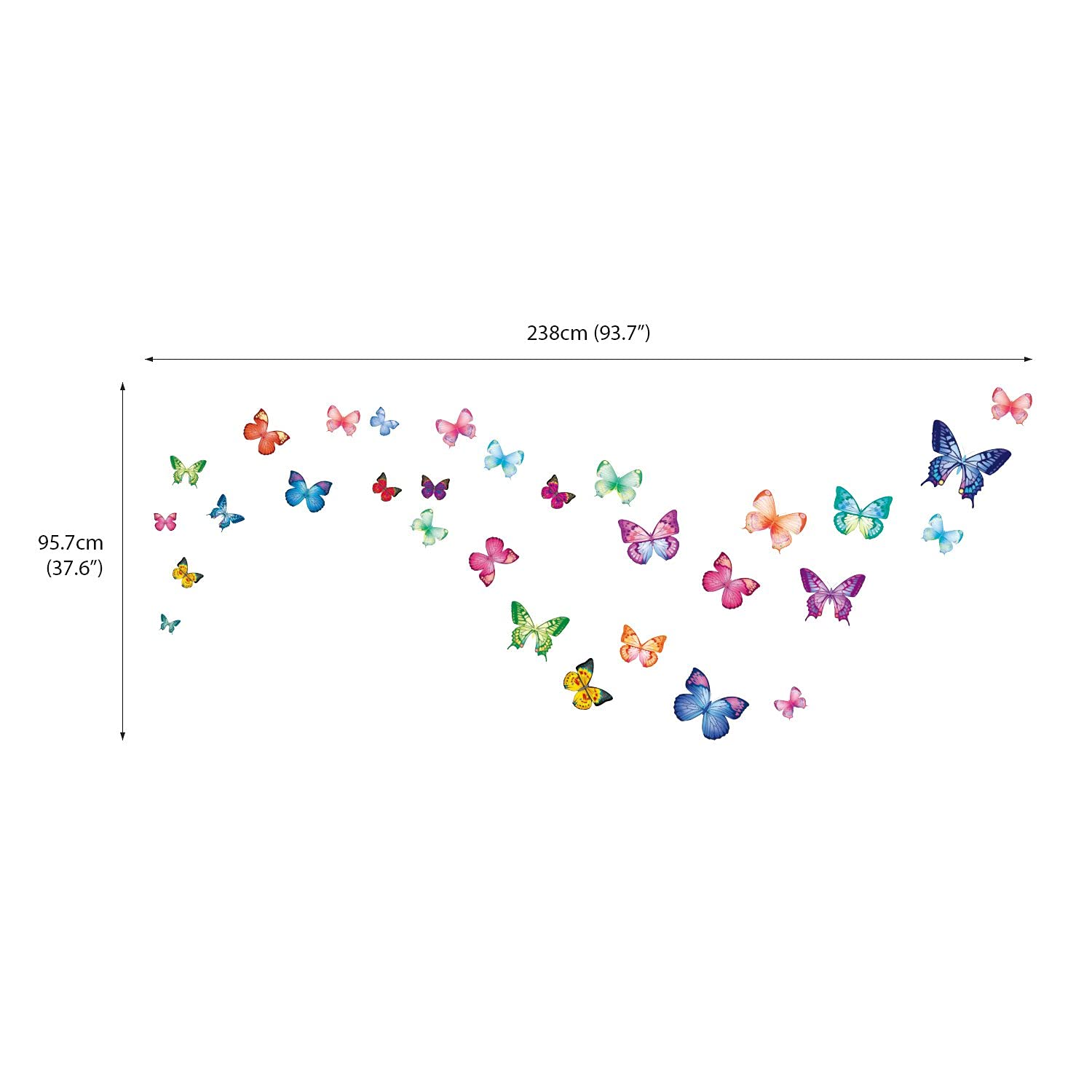 DECOWALL BS-1302 30 Vibrant Butterflies Kids Wall Stickers Wall Decals Peel and Stick Removable Wall Stickers for Kids Nursery Bedroom Living Room d?cor