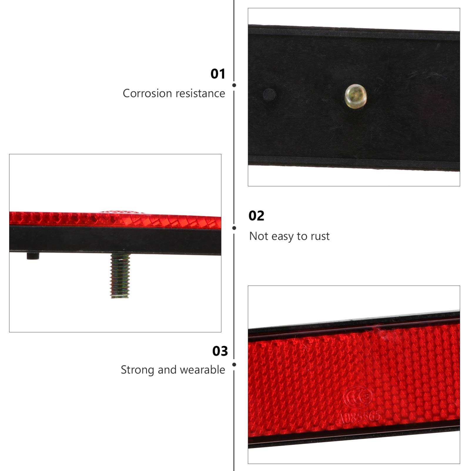 DOITOOL 10Pcs Rear Reflactors Rectangular Bicycle Bike Safety Caution Warning Reflector for Bike Motorcycles Trailer Gate Posts (Red)