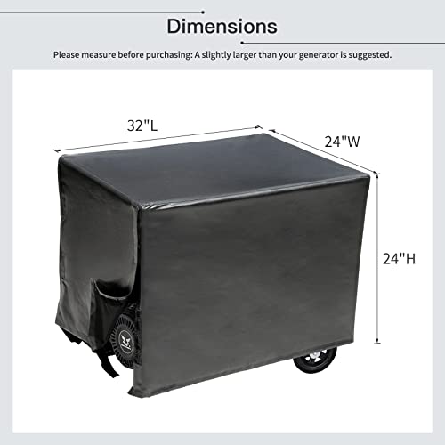 Fadedstop Generator Covers Heavy Duty Waterproof 32"L x 24"W x 24"H UV-Resistant Generator Covers for Portable Generators 5000-10000 Watt Black