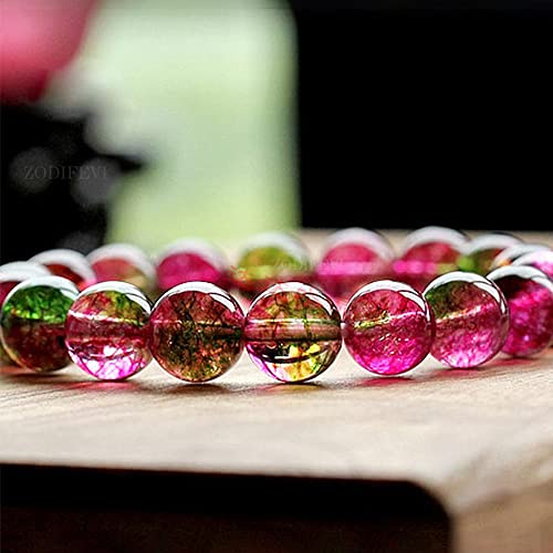 ZODIFEVI 8MM Genuine Watermelon Tourmaline Gemstone Beads Stretchy Bracelet 7.5'' (Watermelon Tourmaline, Medium)