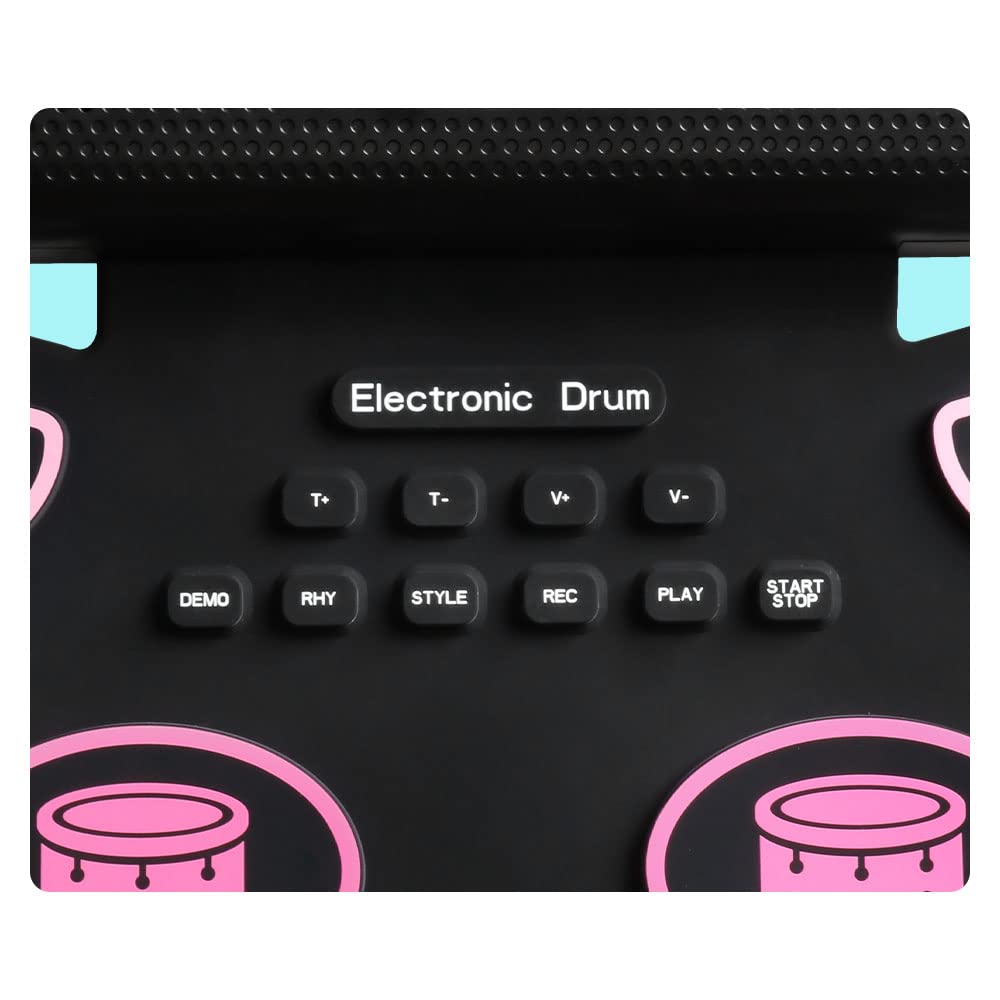 Electronic Drum Set for Kids & Adults, 9 Pads Roll Up Electric Drum Kit,2 Built-in Speaker, Headphone Jack, Portable Digital Midi Practice Drum Pad for Kids Beginners