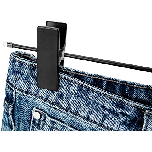 Jetdio Metal Heavy Duty Pants Skirt Slacks Hangers,Trousers Hangers with Two Adjustable Clips and 360-degree Swivel Hook, 12 Pack, Matt Black