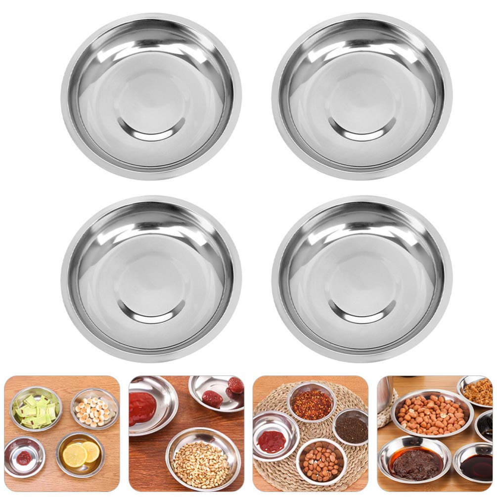 DOITOOL Stainless Steel Sauce Dishes, 10Pcs Round Seasoning Dishes Sushi Dipping Bowl Mini Appetizer Plates Saucers Dishes Mini Saucers Bowl (3. 1Inch)