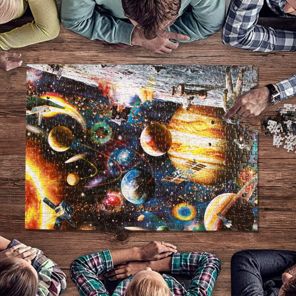 SiTimmGer Puzzles for Adults 500 Pieces Jigsaw Puzzles Space Traveler Solar System Puzzle for Family Challenging Hard Puzzle Summer Games 14.5" x 20”