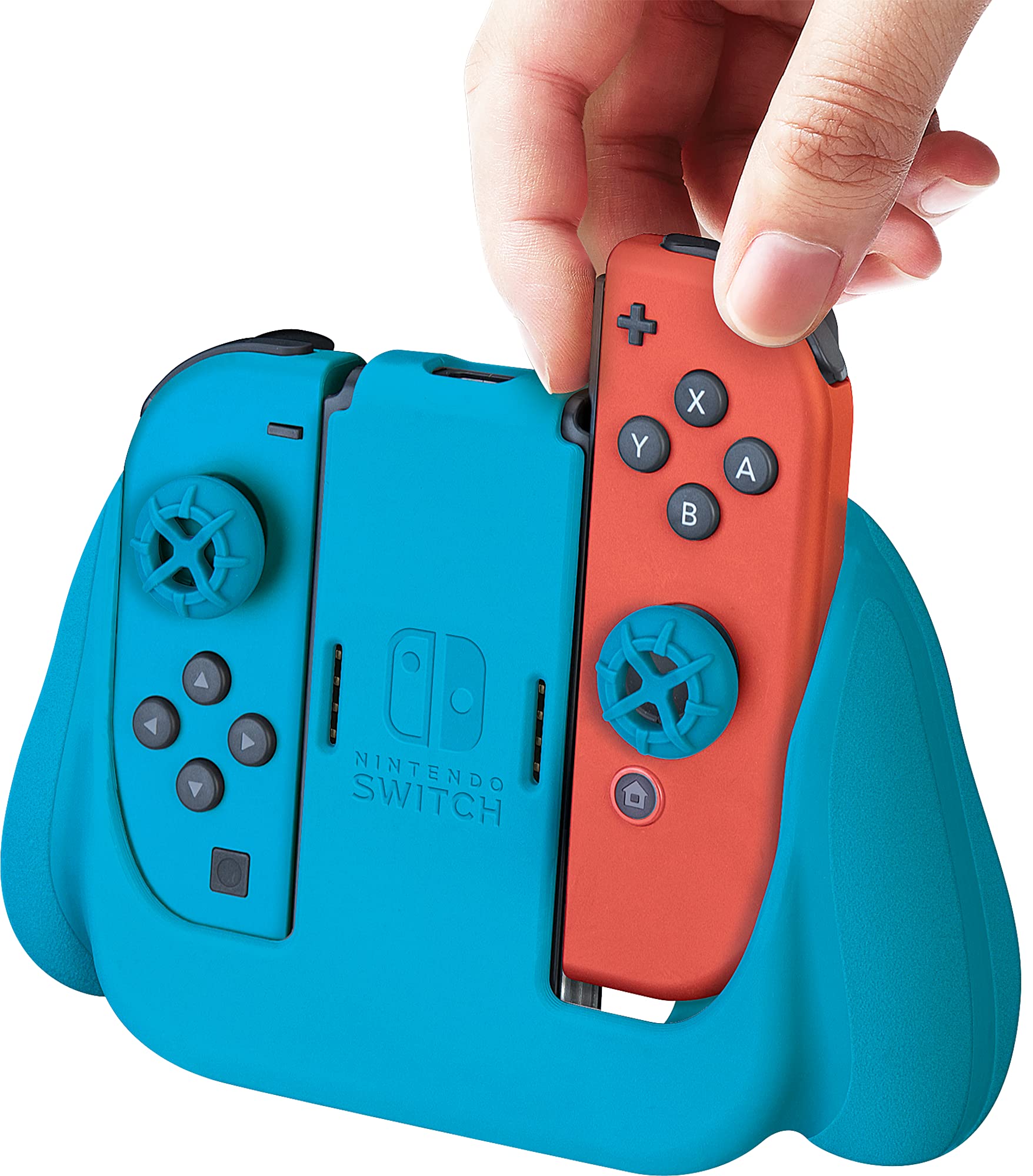 Officially Licensed Nintendo Switch Joy-Con Action Pack Grip and Thumb Buttons β Neon Blue Textured Silicone