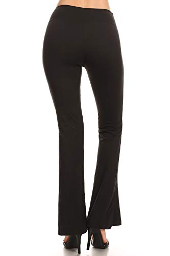 Leggings Depot Womens Flared Casual, Work, Lounge Solid Palazzo Pants, Black-Large