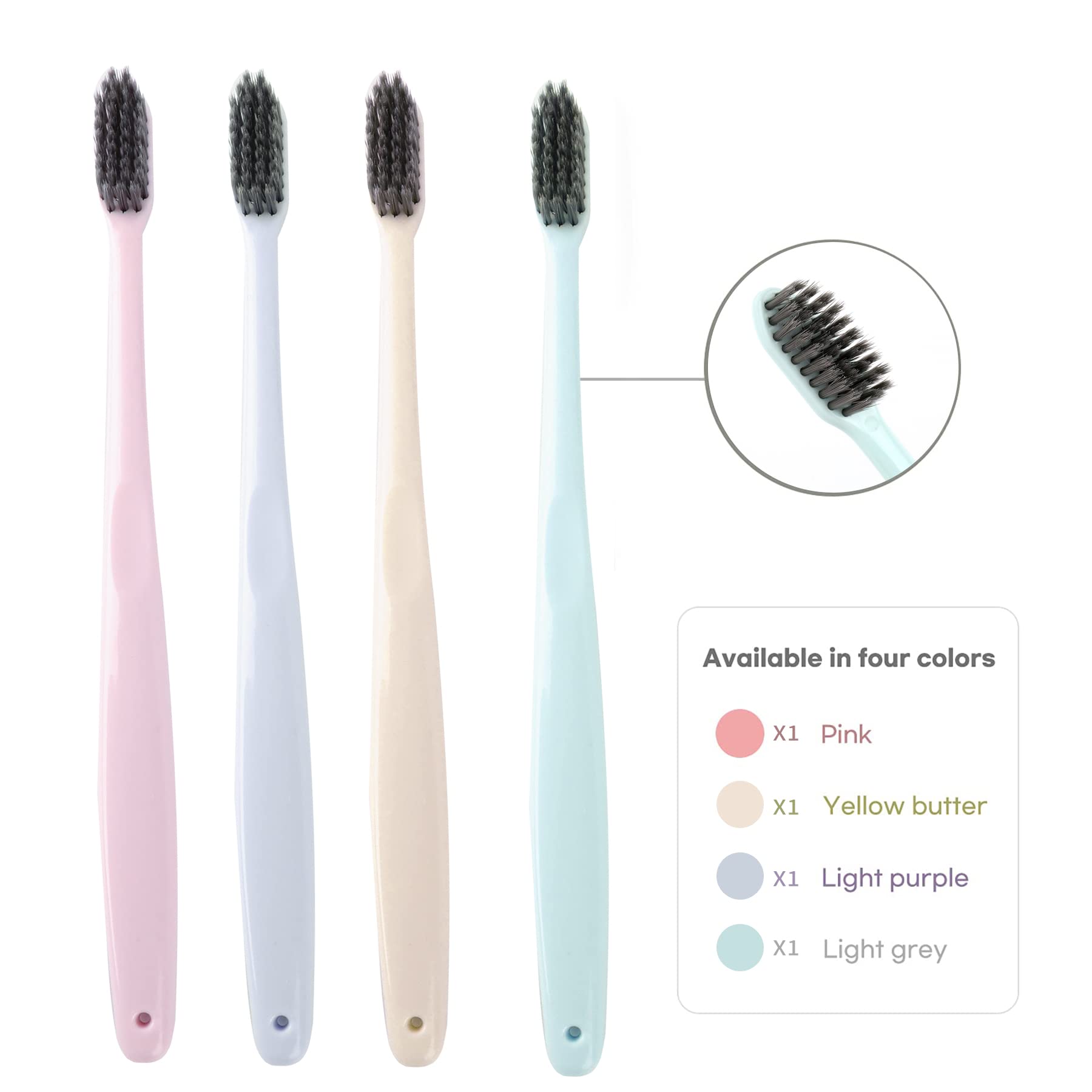jedon 4Pcs Soft Bristle Toothbrush,for Sensitive Teeth and Gums Care,High Density Contact bristles Compact Head & Slim Design