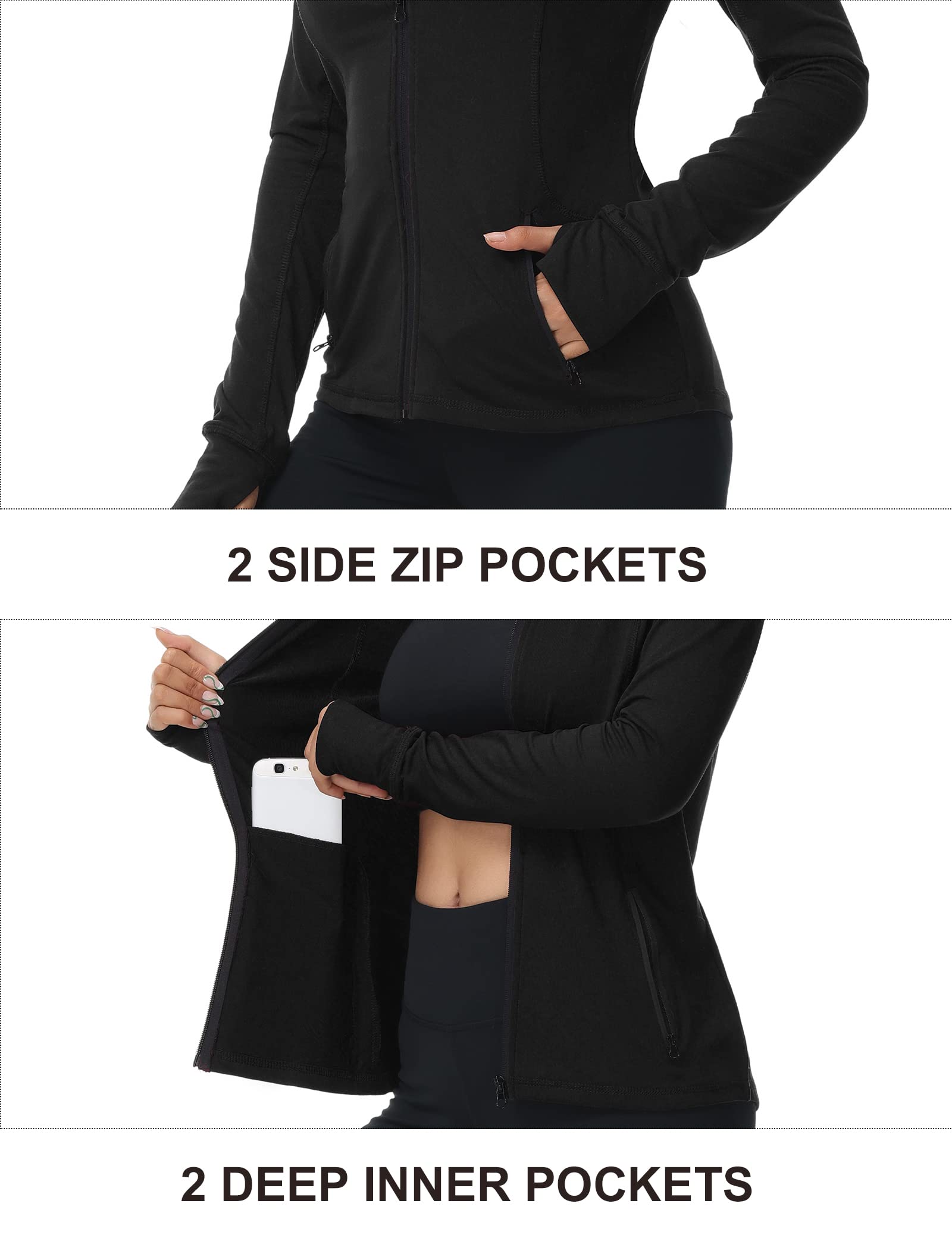 Dolcevida Womens Sports Jackets Zip Up Workout Yoga Jacket with Pockets