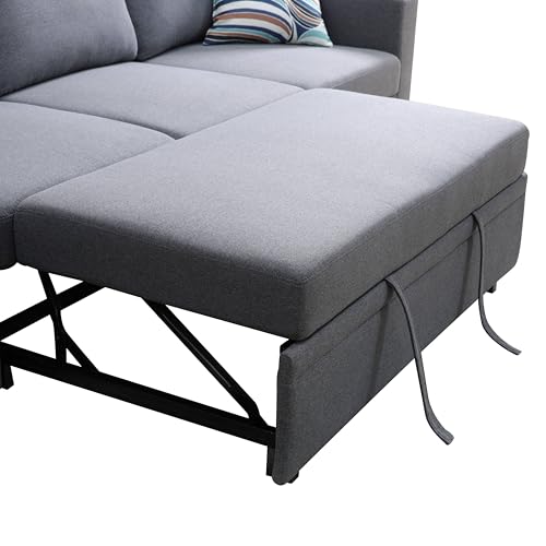 FUOROLA 4-in-1 Convertible Sofa Couch with Pull Out Bed and Storage Sectional Sleeper Sofa with Reversible Chaise for Living Room, Apartment, Bedroom, Office,Movie Room, Guestroom, Dormitory