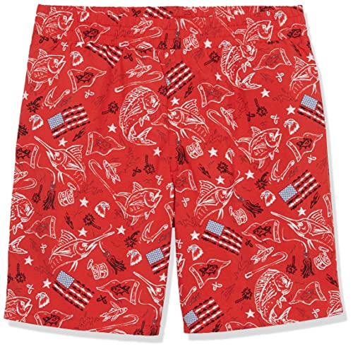 Columbia Boys Super Backcast Short, Red Spark Americana Fishing, Large