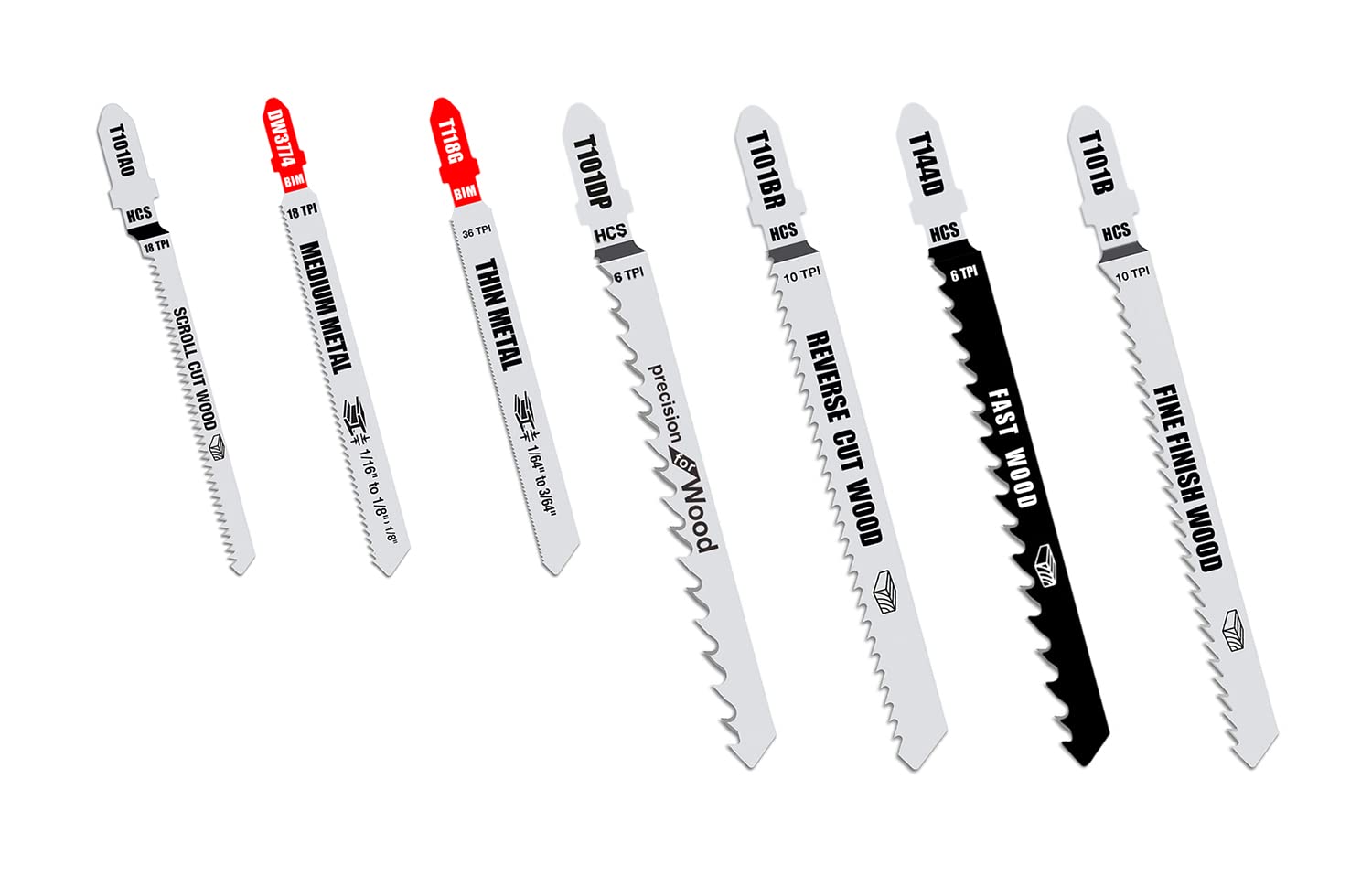 FOXBC Jigsaw Blades for DeWalt DCS334B DW3742C, Bosch JS260 JS470E, Makita XVJ03Z, Ryobi for Wood Metal - 21 Pack with Case