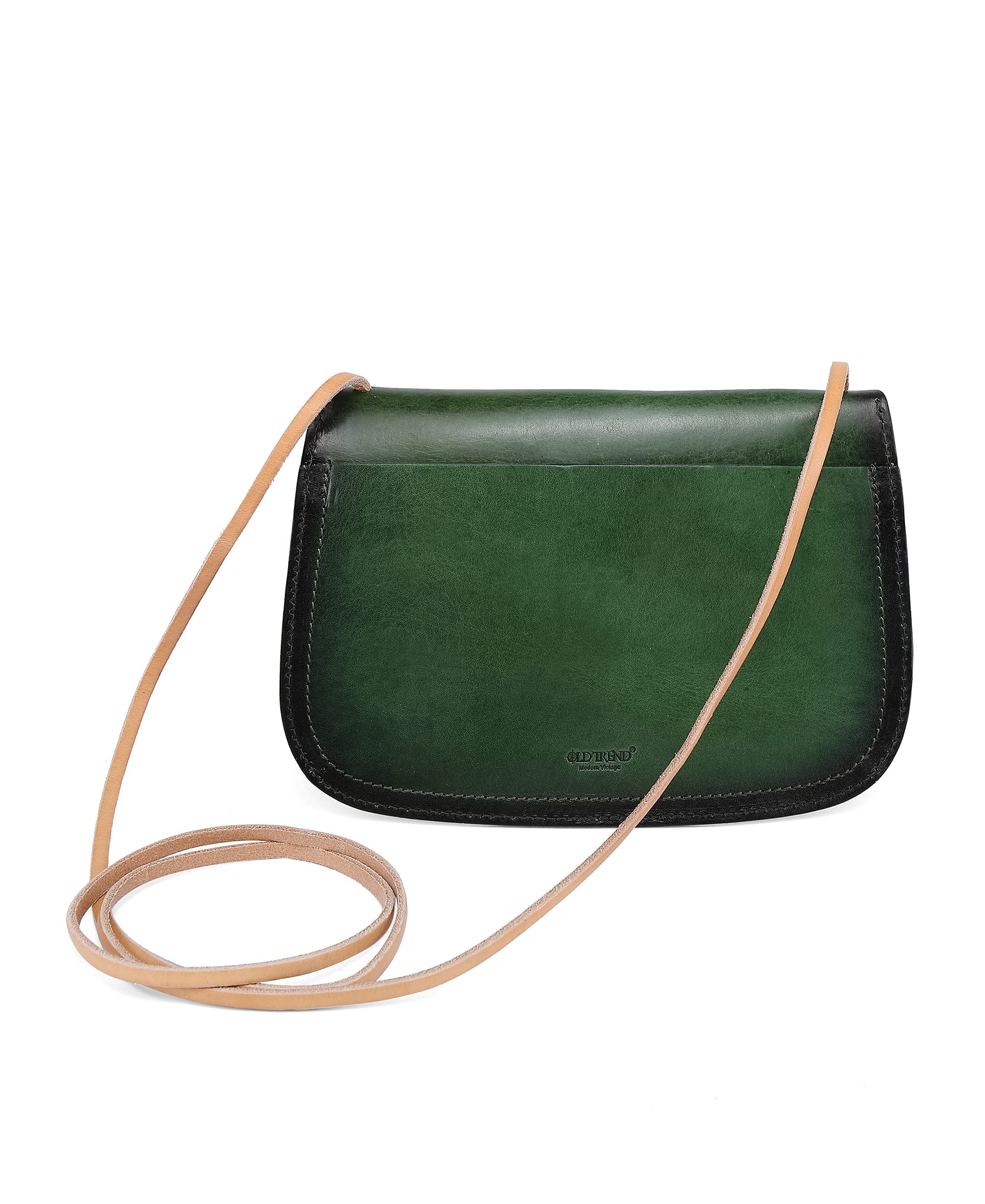 OLD TREND Ada Leather Crossbody Bag (Green Ombre)