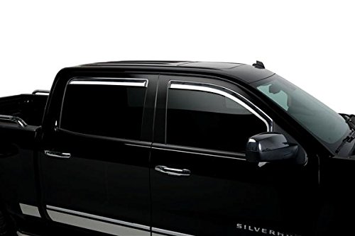 Putco Element Chrome Window Deflectors Fits Chevy Silverado/GMC Sierra 2014-2019 Crew Cab - Set of 4 - in Channel Install
